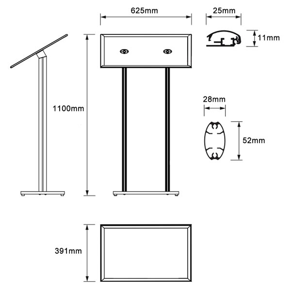 A2 Menu Display Stand & Info Point | Mitred or Round Corners White ...